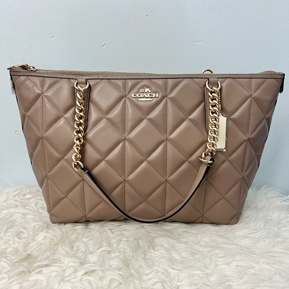 Coach | Bags | Coach Ava Chain Tote In Quilted Leathe | Poshmark